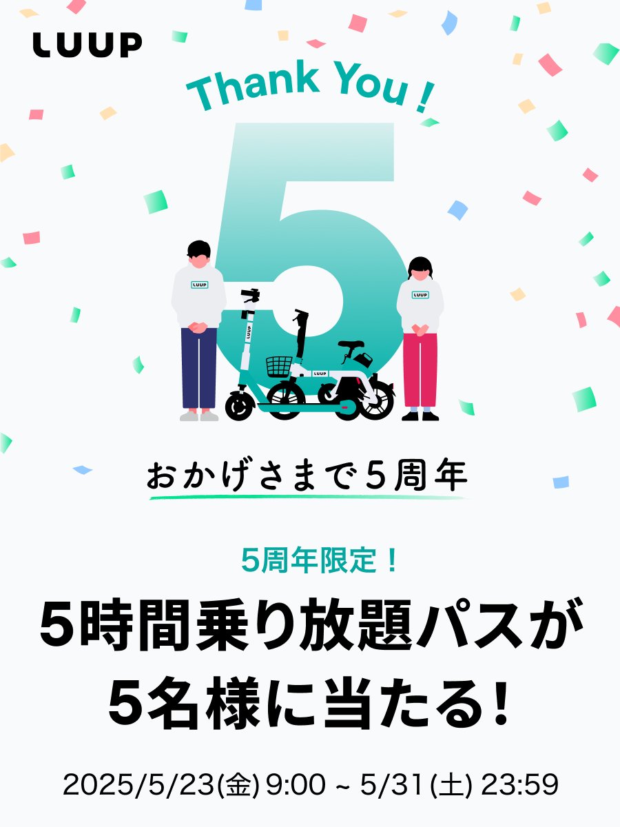 LUUP 5周年キャンペーンのバナー